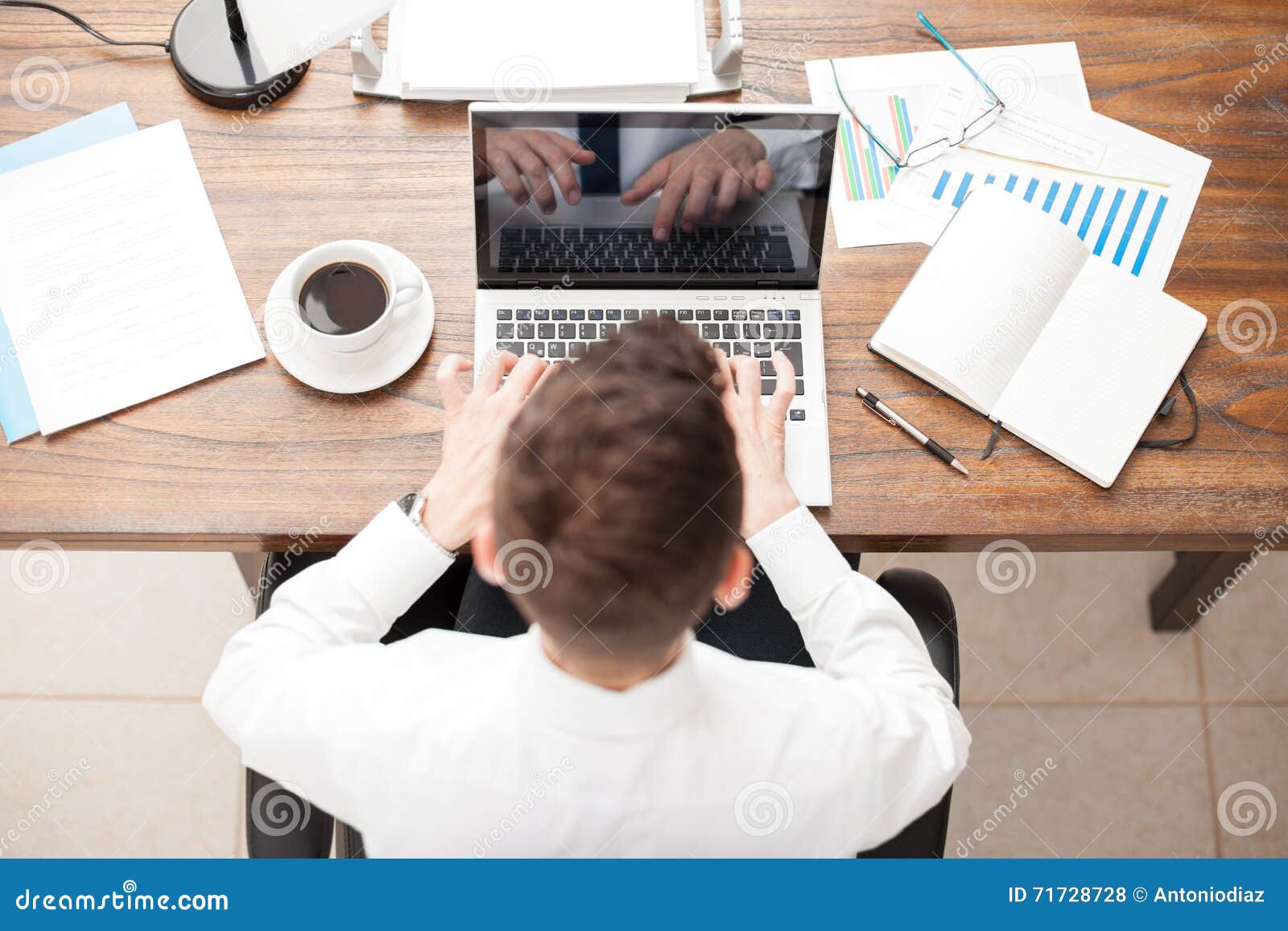 Man Working in His Office from Above Stock Photo - Image of consultant ...