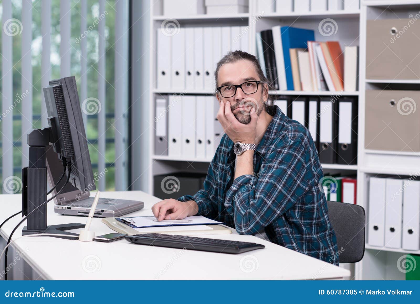 Man is Working in His Office Stock Image - Image of agency, facing ...