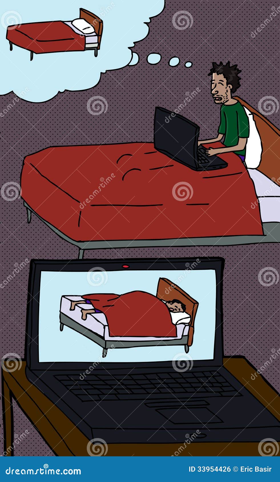 Man Working in His Sleep stock vector. Illustration of humor - 33954426