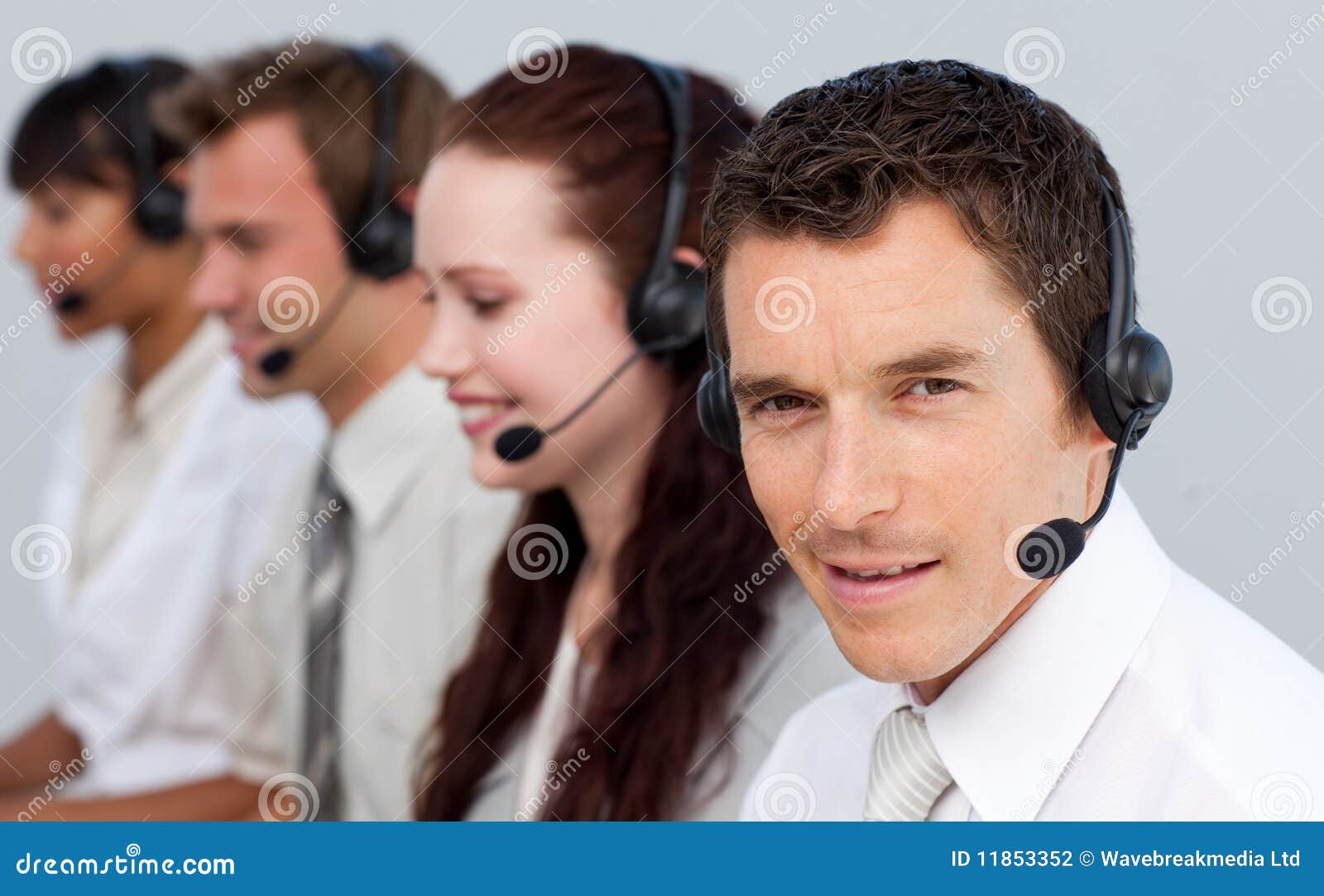 Man Working with His Team in a Call Center Stock Photo - Image of afro ...