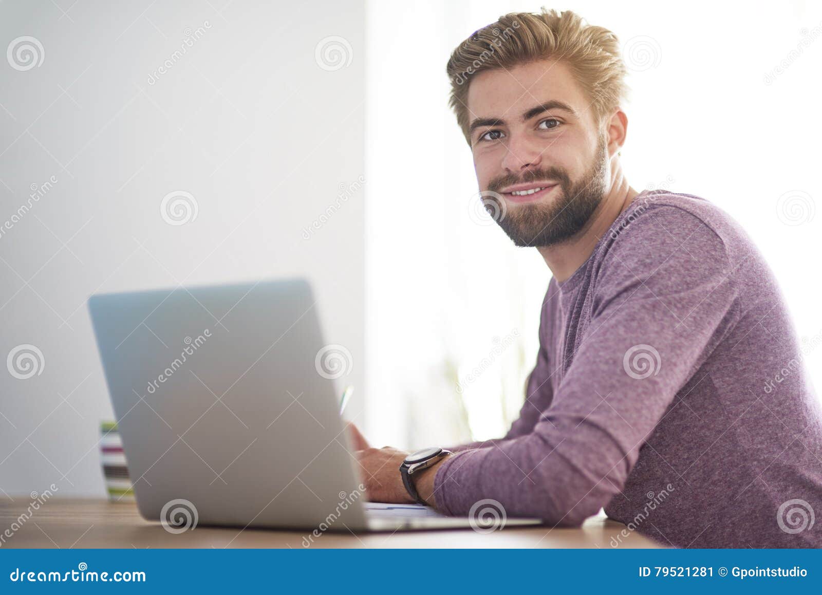 Man working at home stock image. Image of clothes, office - 79521281