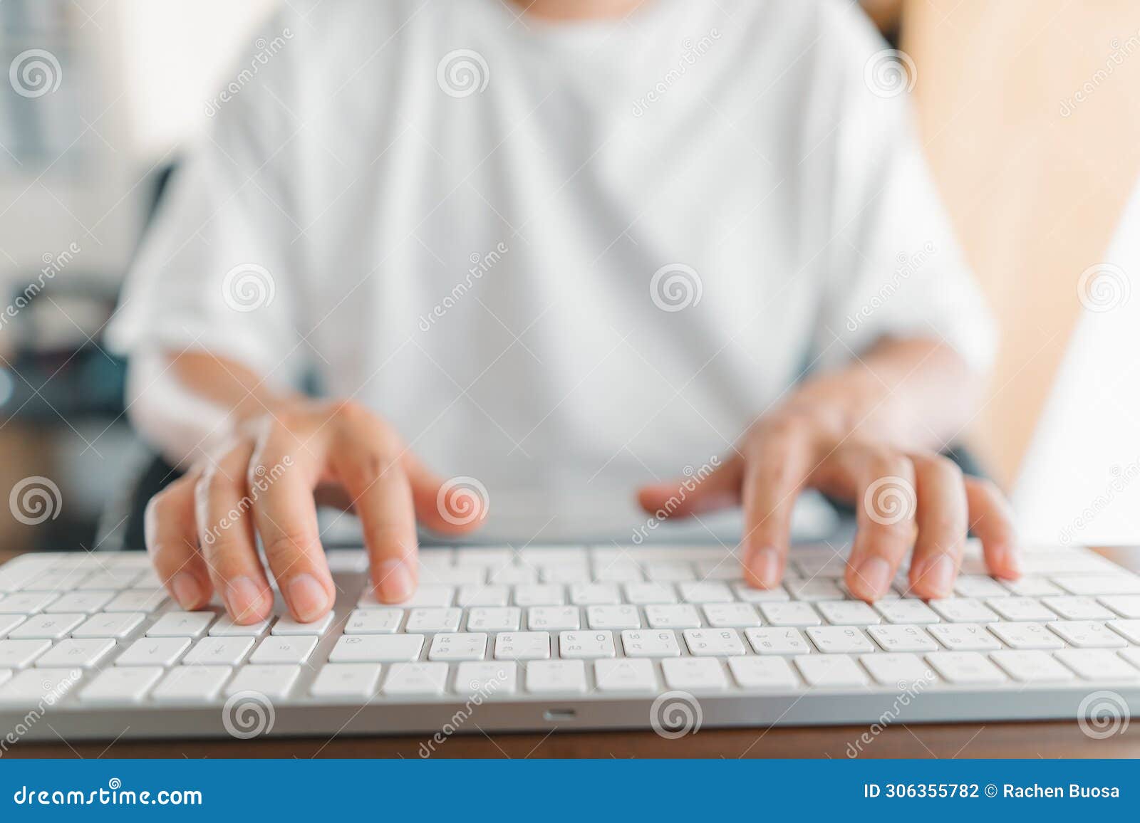 Man Working at Home, Hands Pressing Computer Keyboard, Working at Home ...