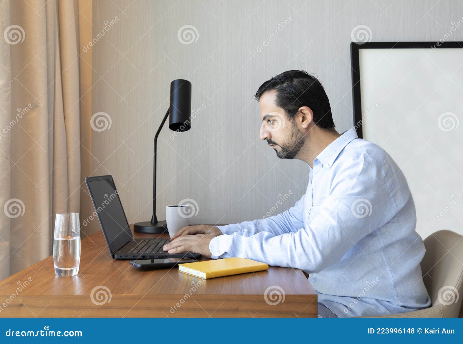 Man working from home stock photo. Image of astigmatism - 223996148