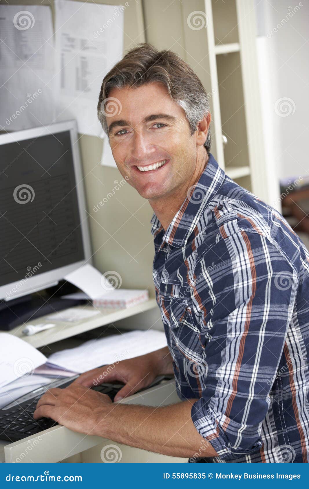 Man Working in Home Office stock image. Image of male - 55895835