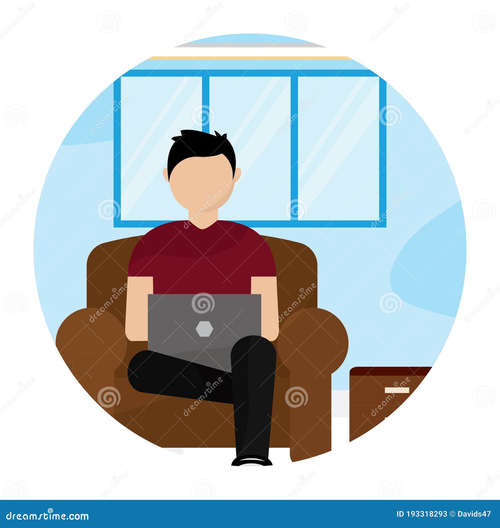 Man working in home stock vector. Illustration of business - 193318293
