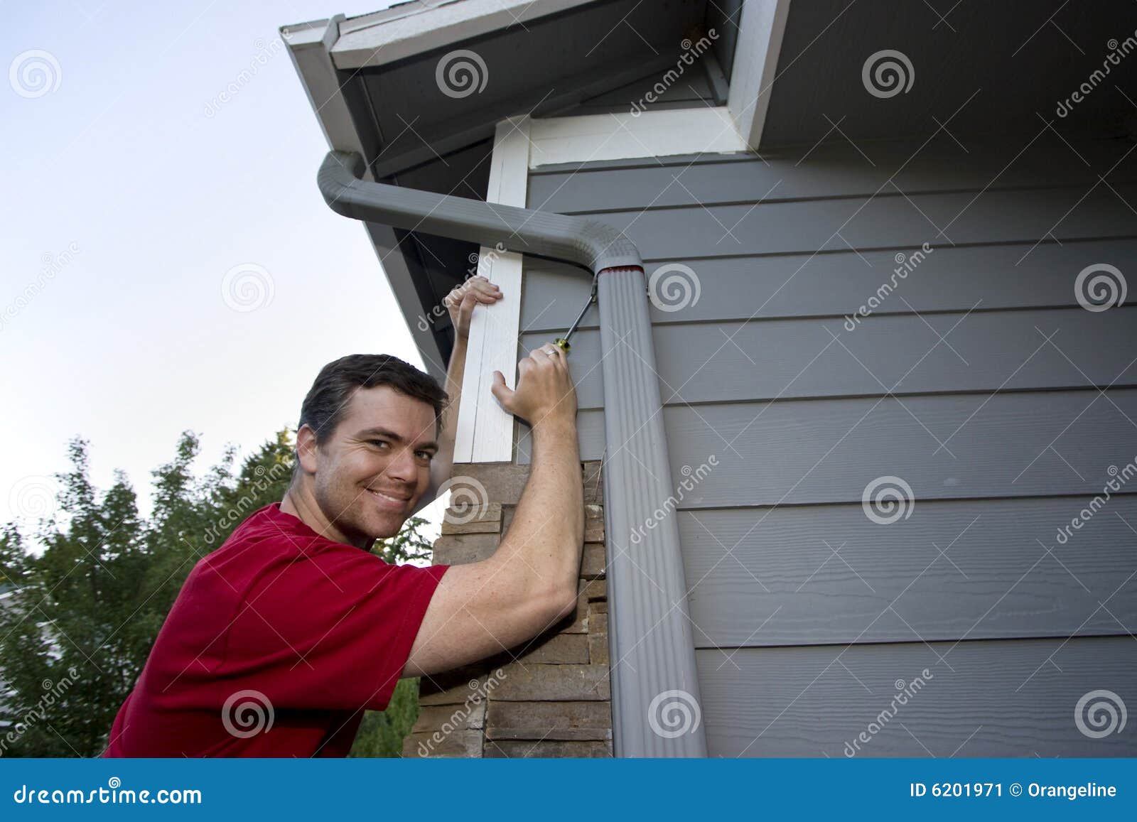 Man Working on House - Horizontal Stock Image - Image of hammer, adult ...