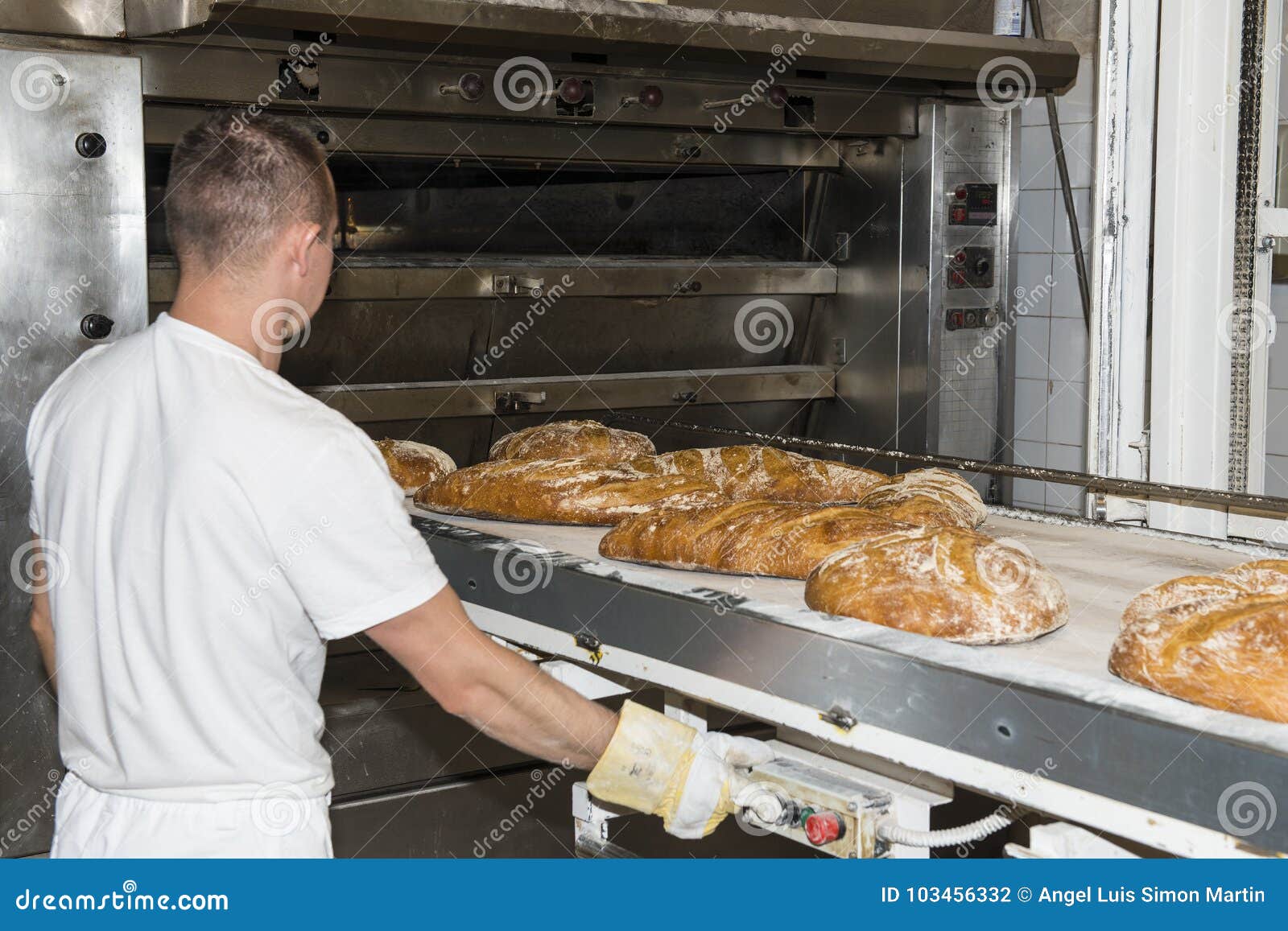 A Man Working with an Industrial Oven in a Bakery Editorial Photography ...