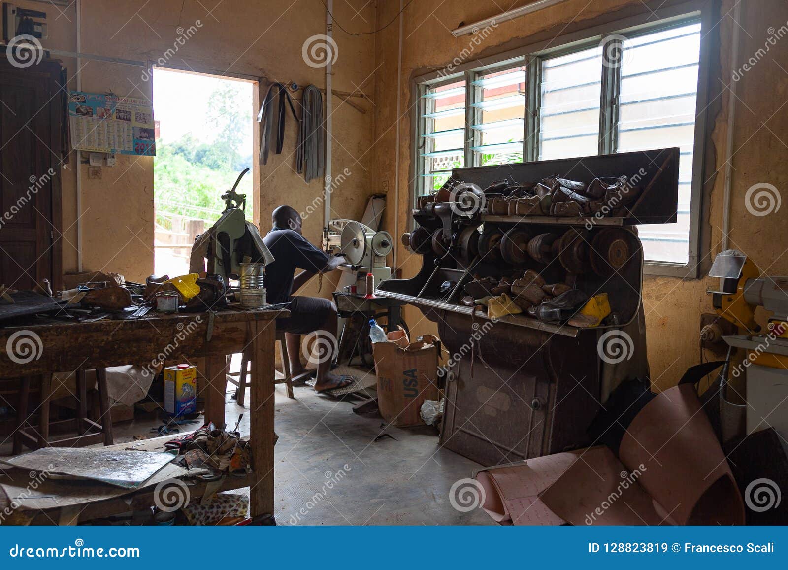 Shoemaker Workshop, Benin, Africa Editorial Stock Image - Image of ...