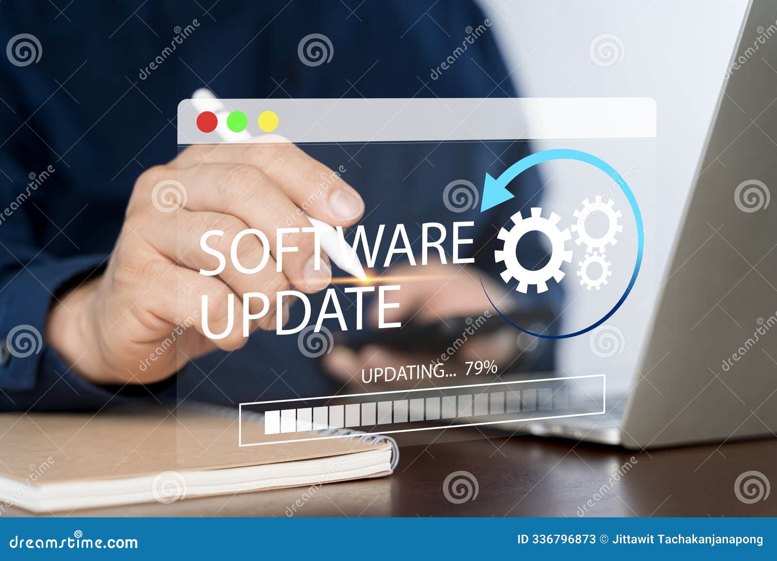 Installing Update Process With Gearbox Percentage Progress And Loading Bar On Laptop / Computer ...