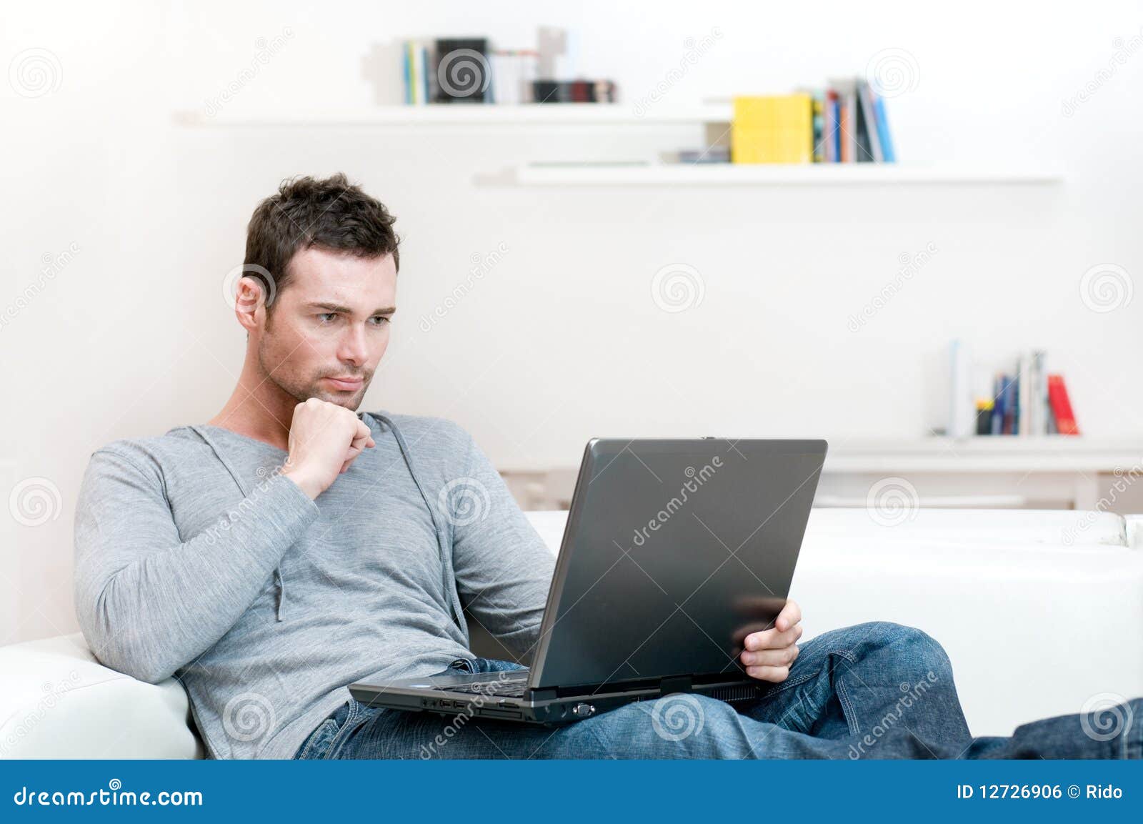 Man working on laptop stock photo. Image of life, model - 12726906