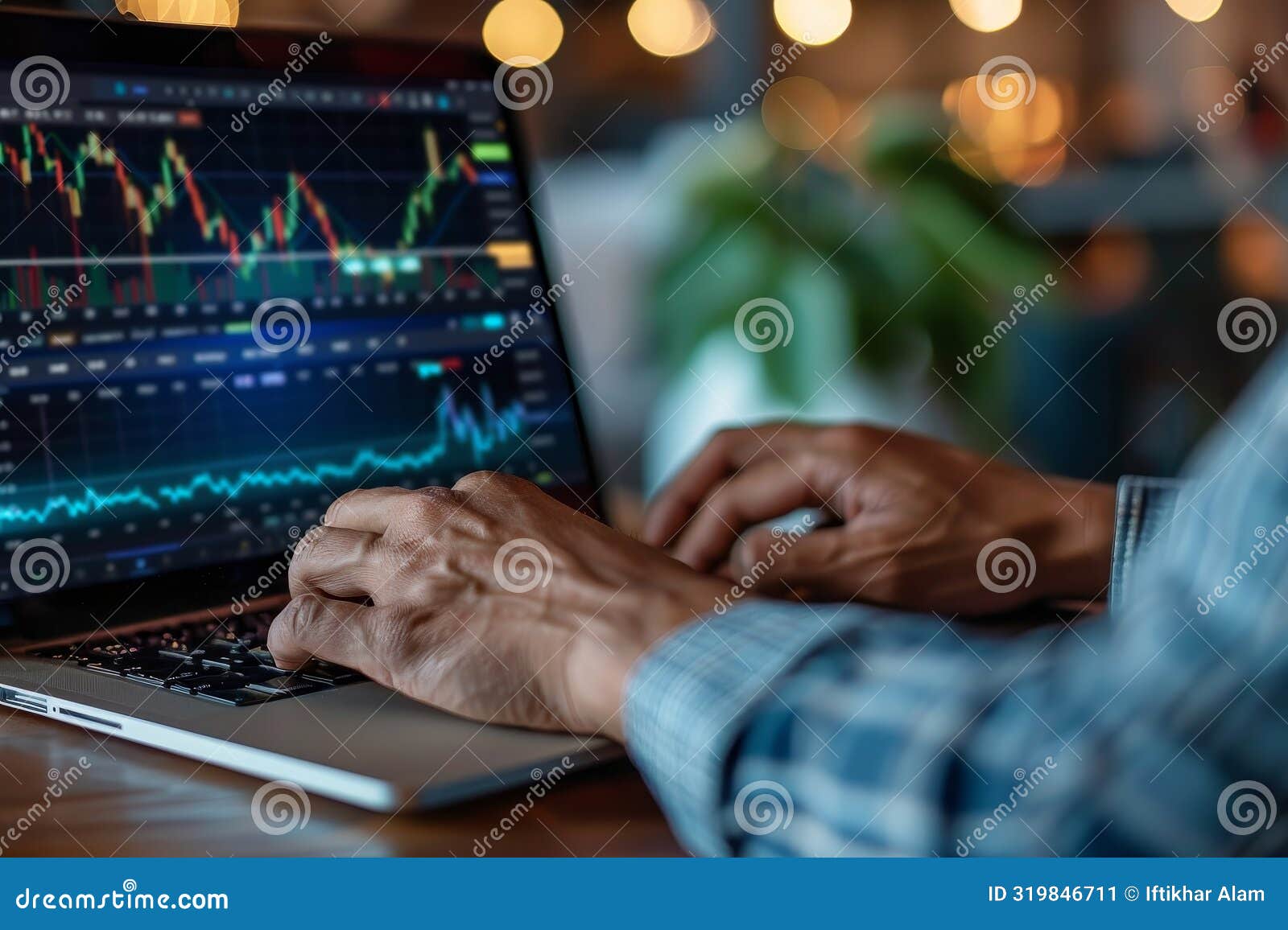 Man With Laptop Analyzing Demographic Statistics Data Vector