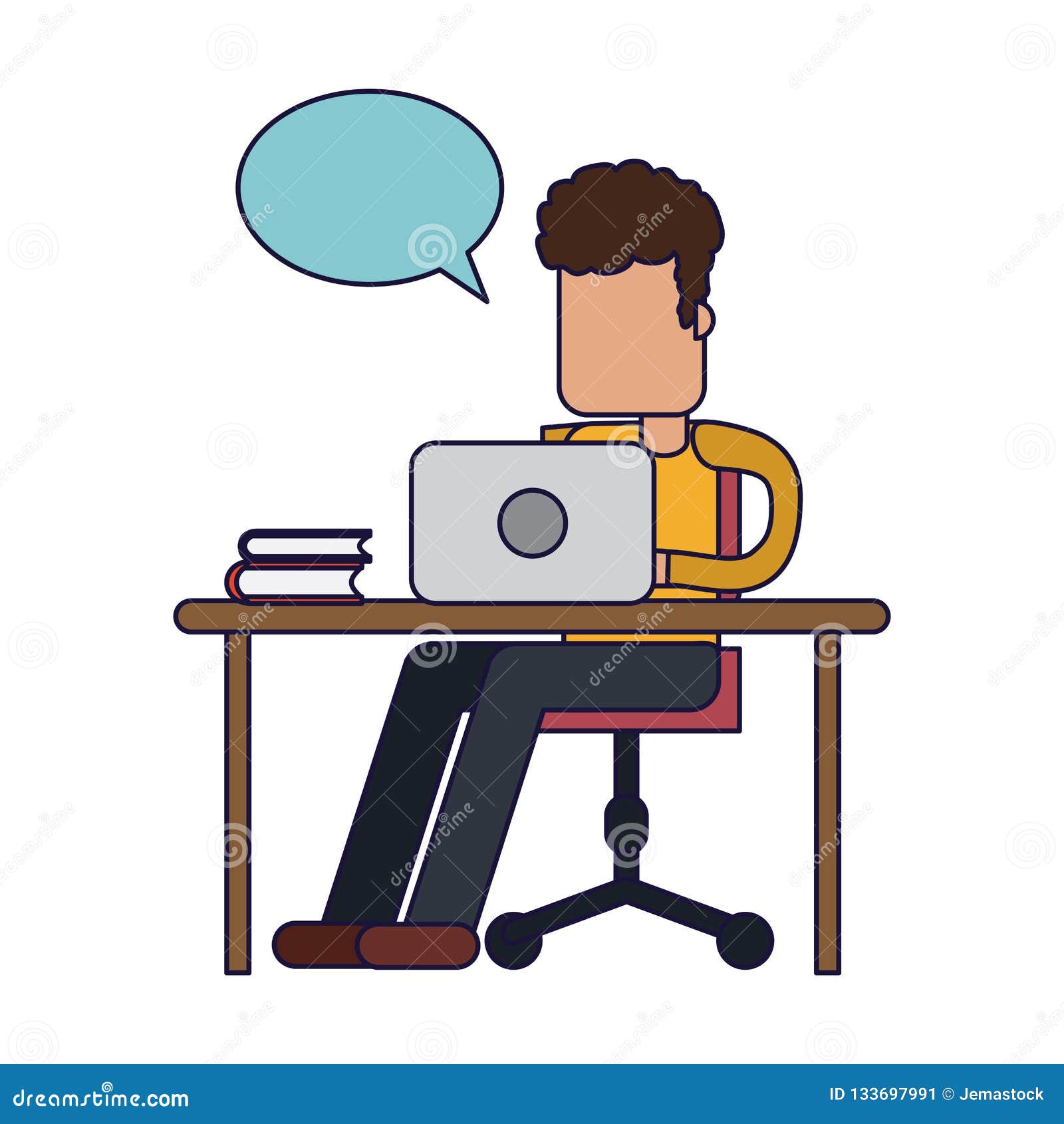 Working with Computer Avatar Stock Vector - Illustration of environment ...