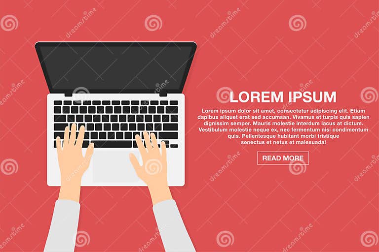 Man Working with Laptop. Business or Freelance Workplace Design Concept ...