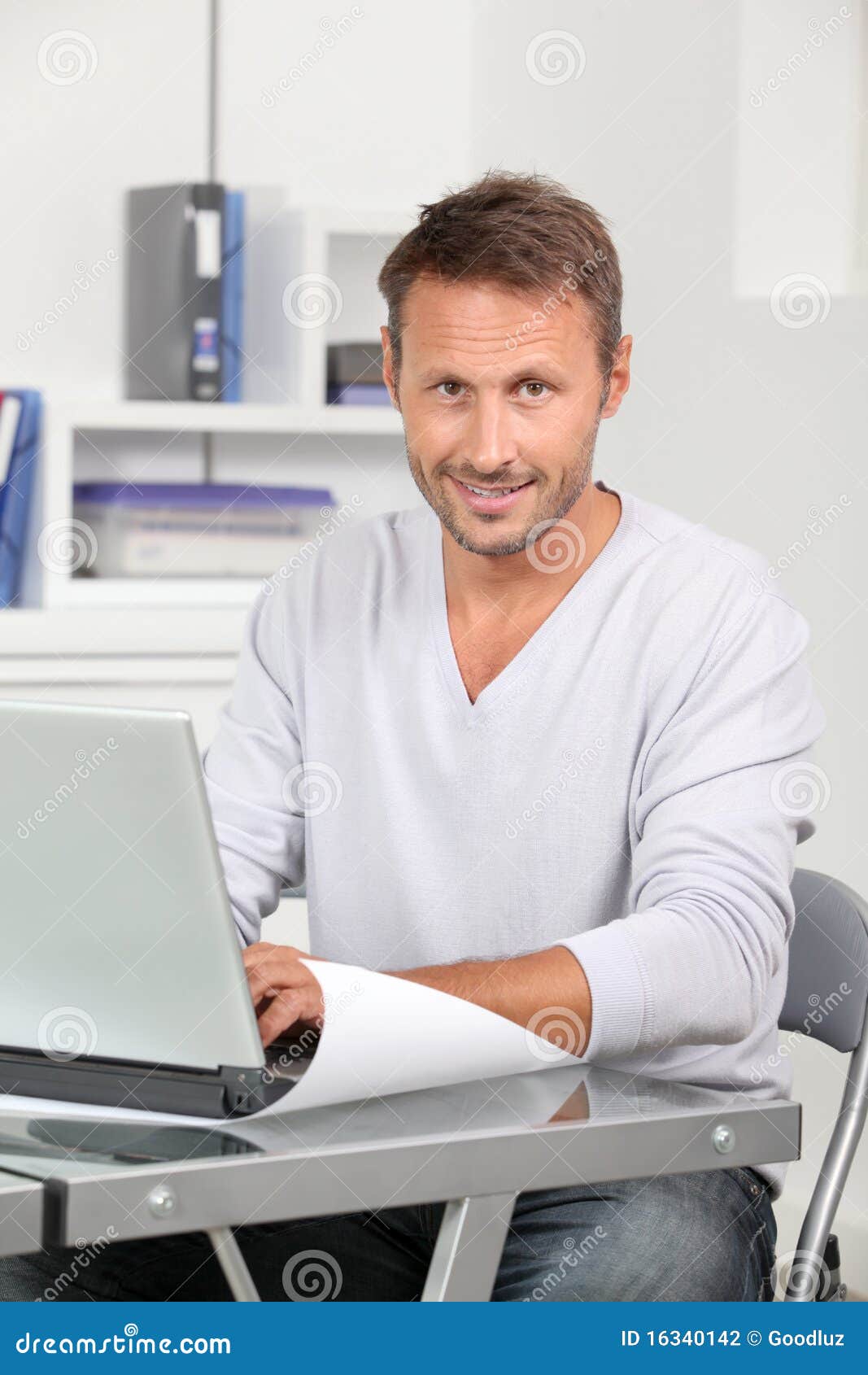 Man Working on Laptop Computer Stock Photo - Image of looking, adult ...