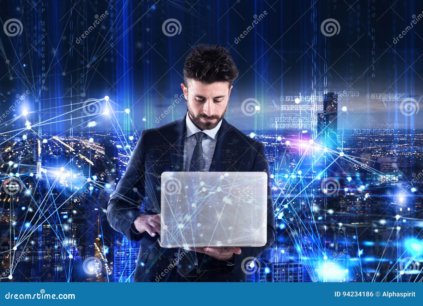Man Working on a Laptop. Concept of Software Analysis Stock Photo ...