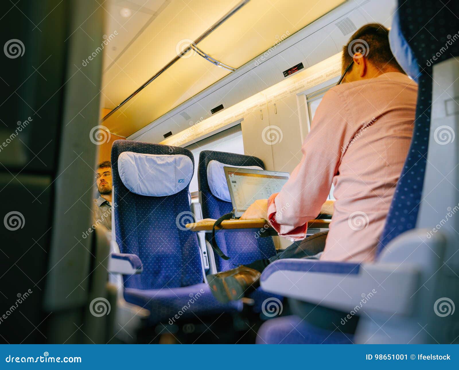 Man Working on Laptop in Fast Train Editorial Photo - Image of adult ...