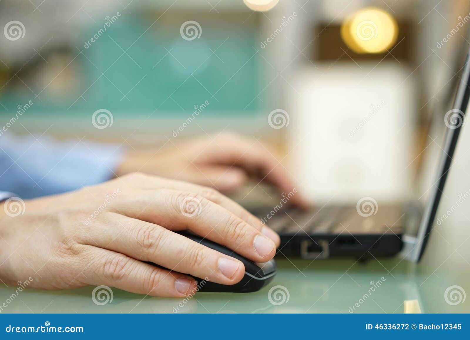 Man is Working on Laptop at Home. Shallow Depth of Field , Focus Stock ...