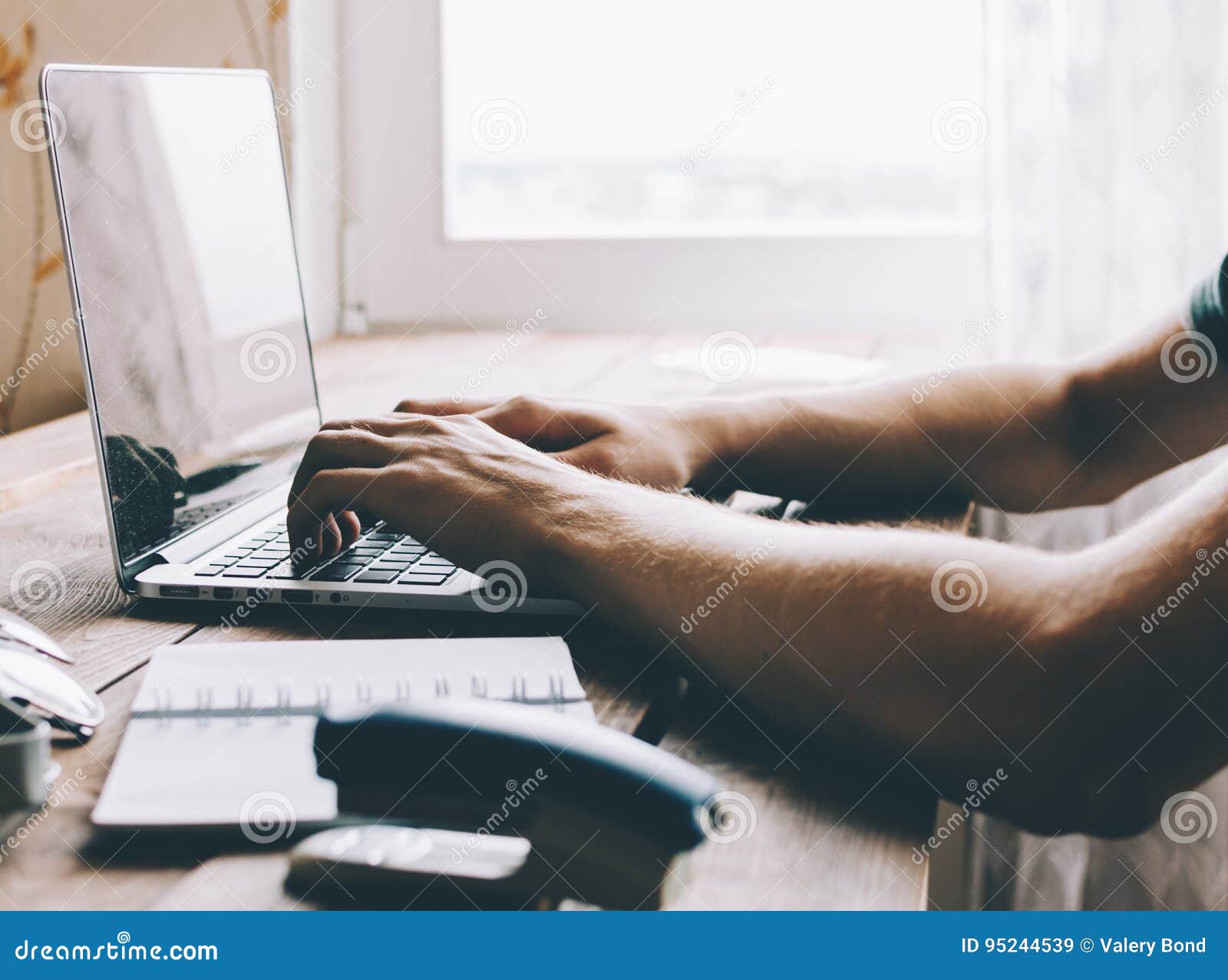 Man Working on Laptop stock image. Image of research - 95244539