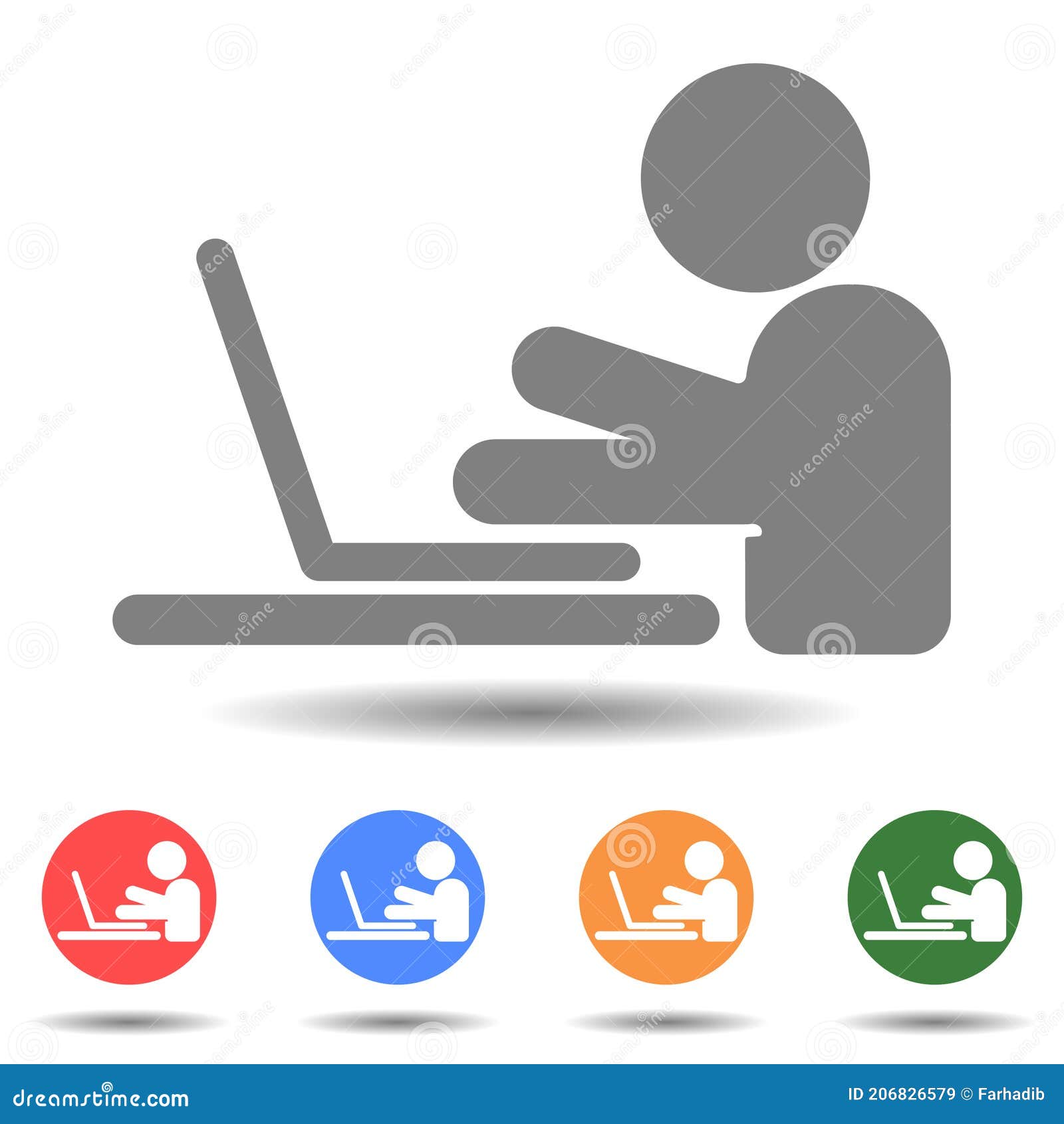 Man Working on Laptop Vector Icon in Simple Style Stock Vector ...