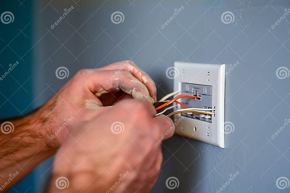 Man Working on Light Switch Stock Image - Image of expertise, industry ...