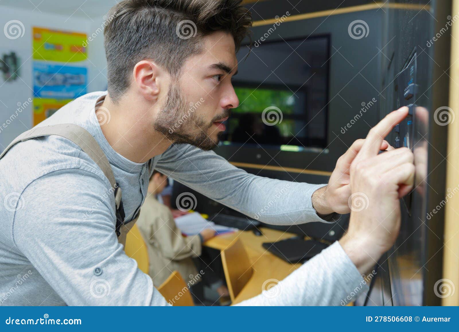 Man working on machine stock photo. Image of bore, metalwork - 278506608