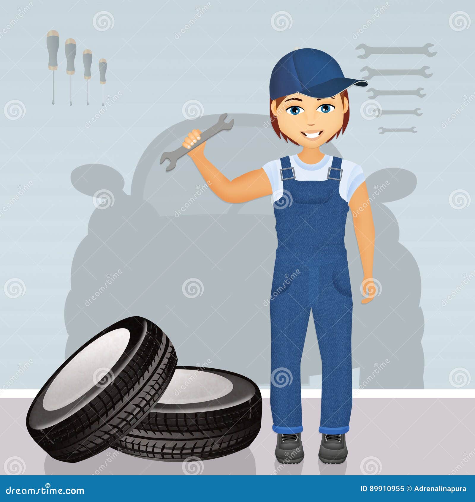 Man Working in Machine Shop Stock Illustration - Illustration of ...