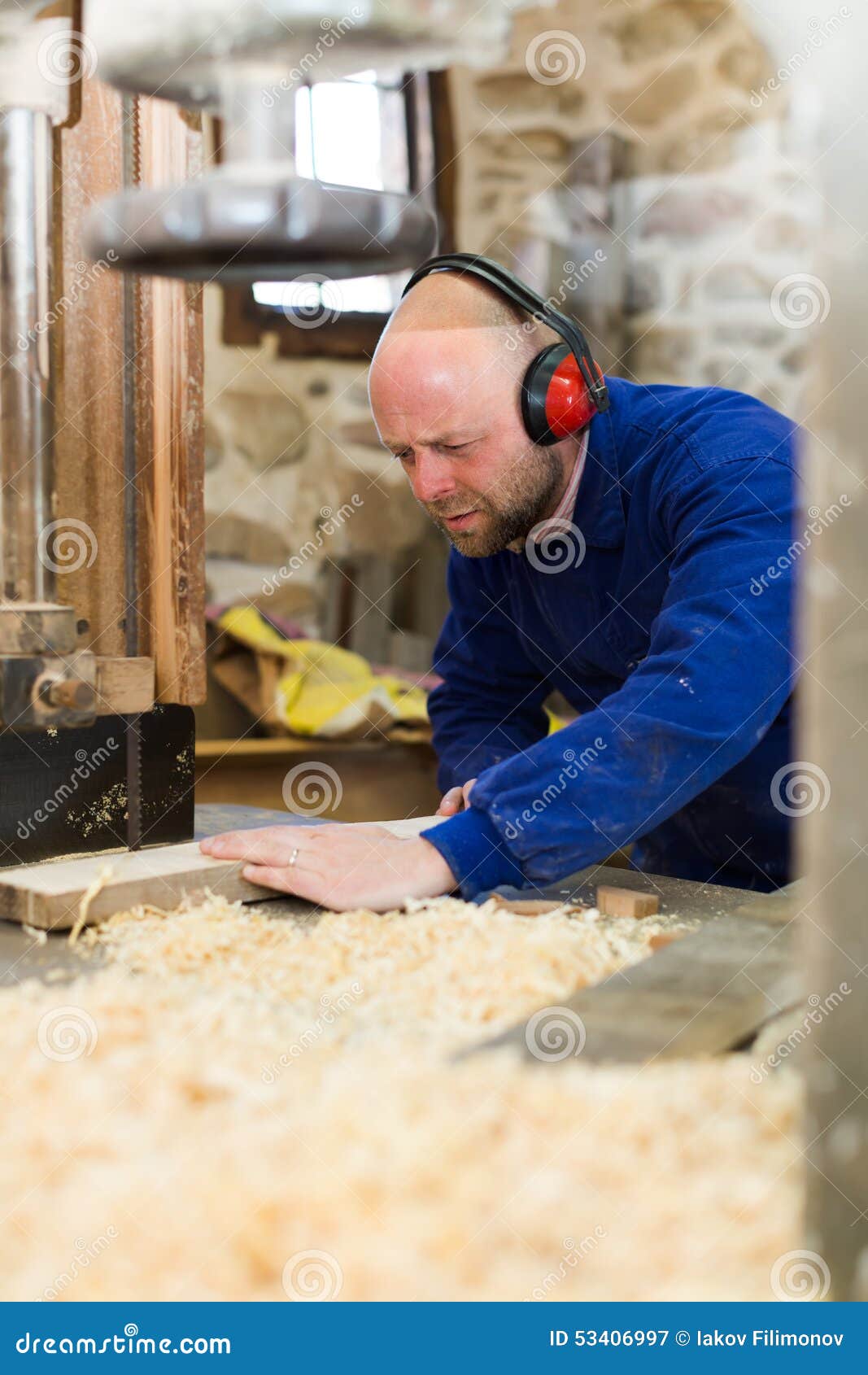 Man Working on a Machine at Workshop Stock Image - Image of ...