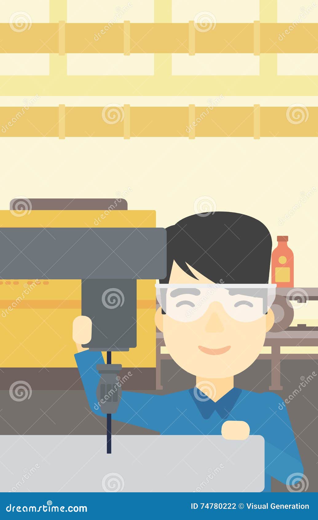 Man Working on Milling Machine. Stock Vector - Illustration of factory ...
