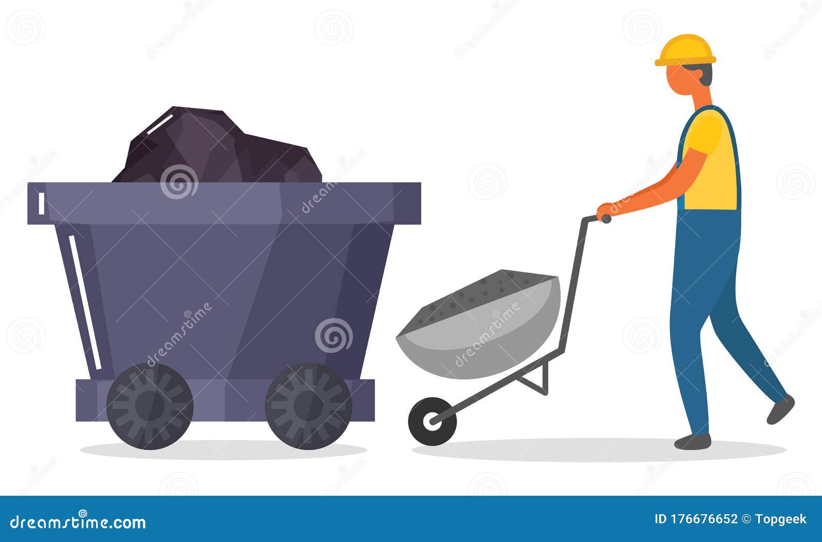 Man Working on Mining Industry, Miner with Cart Stock Vector ... Man Working on Mining Industry, Miner with Cart Stock Vector ...