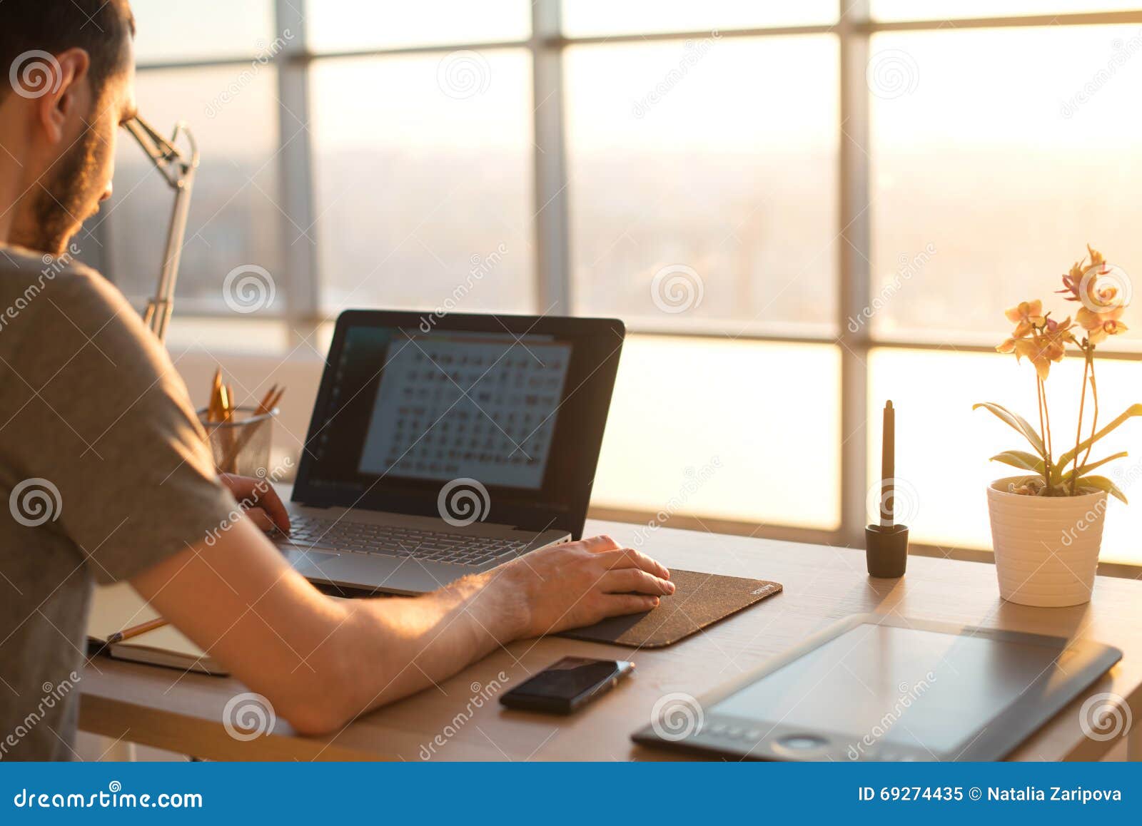 Man Working with Notebook in Office , Business Workplace. Stock Image ...
