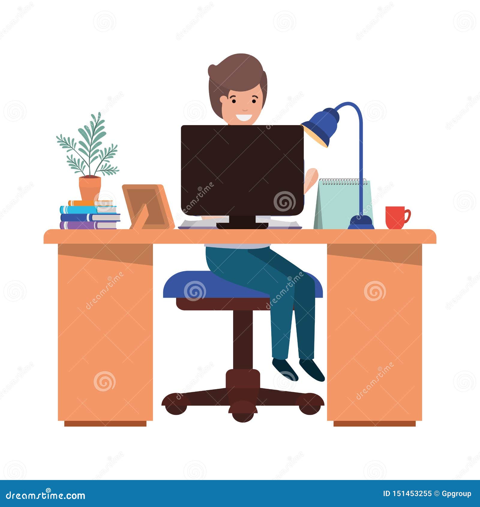 Man Working in the Office Avatar Character Stock Vector - Illustration ...