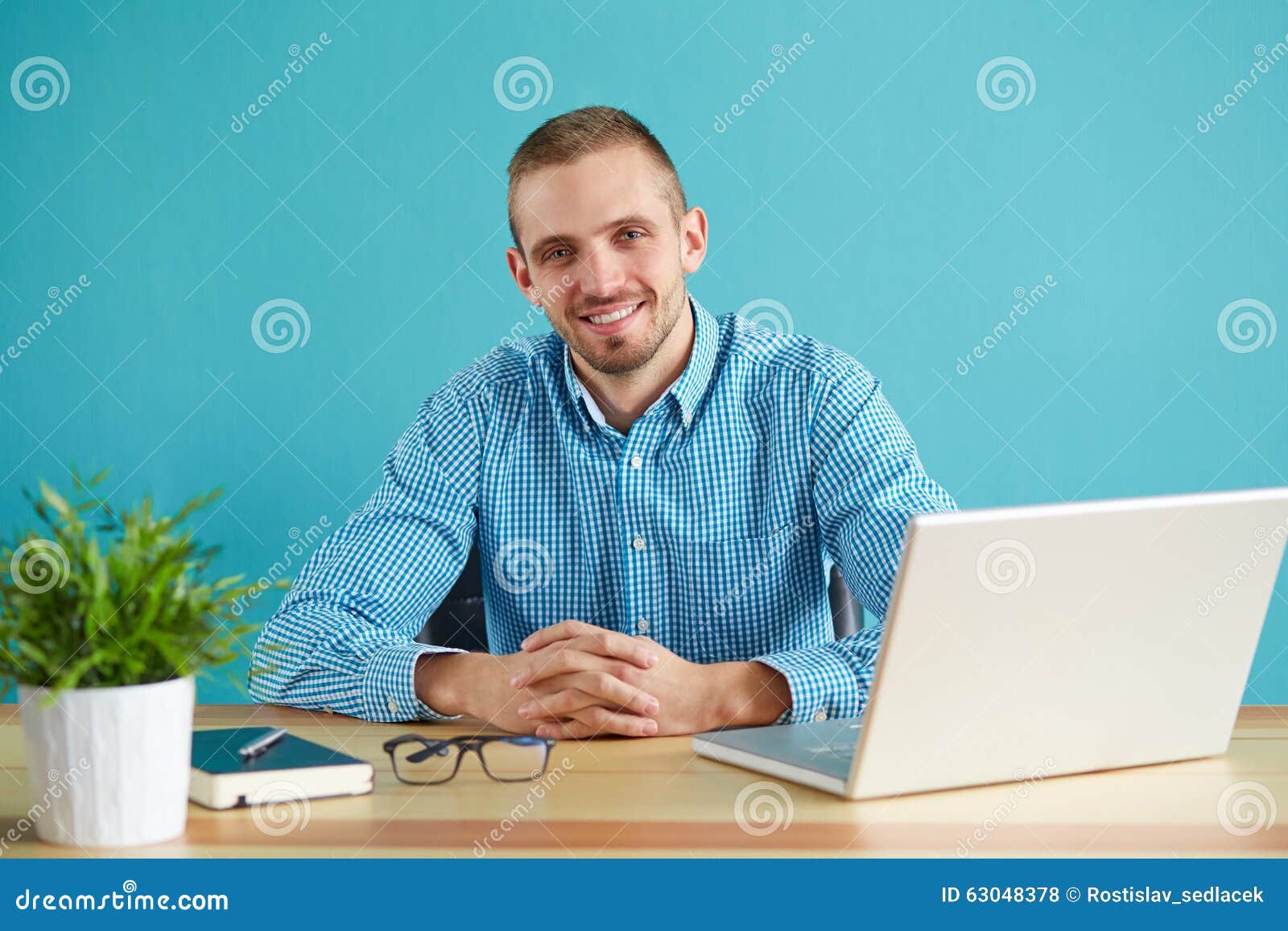 Man working in office stock photo. Image of looking, casual - 63048378