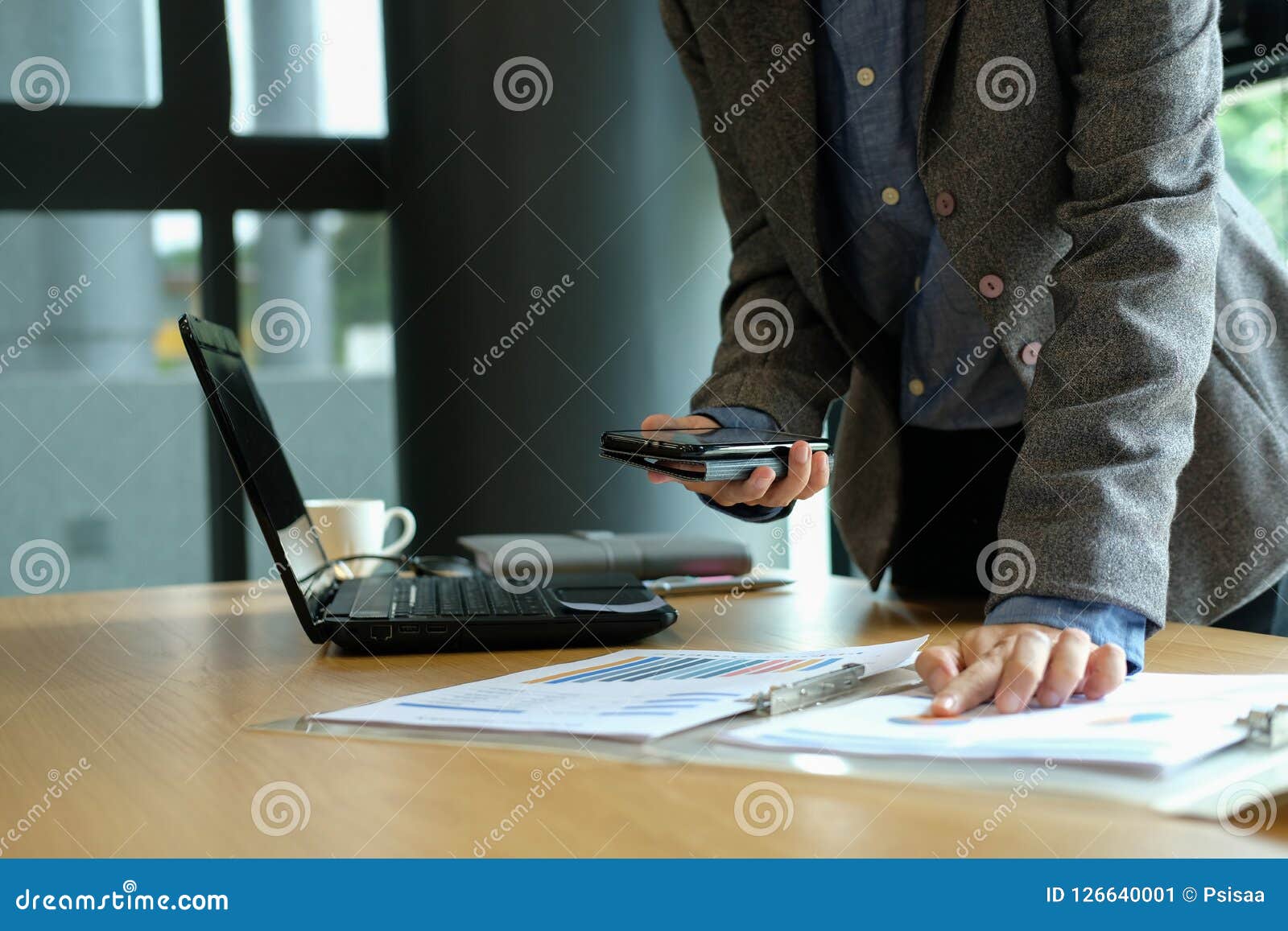 Man Working Organizing Plan with Smart Phone. Businessman Analyzing ...