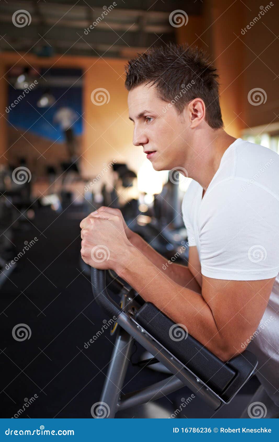 Man working out in gym stock photo. Image of smile, kick - 16786236