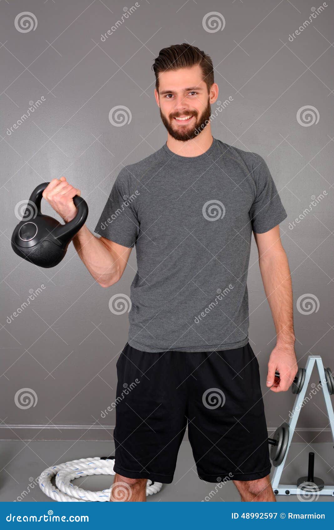 Man Working Out stock image. Image of training, kettleball - 48992597