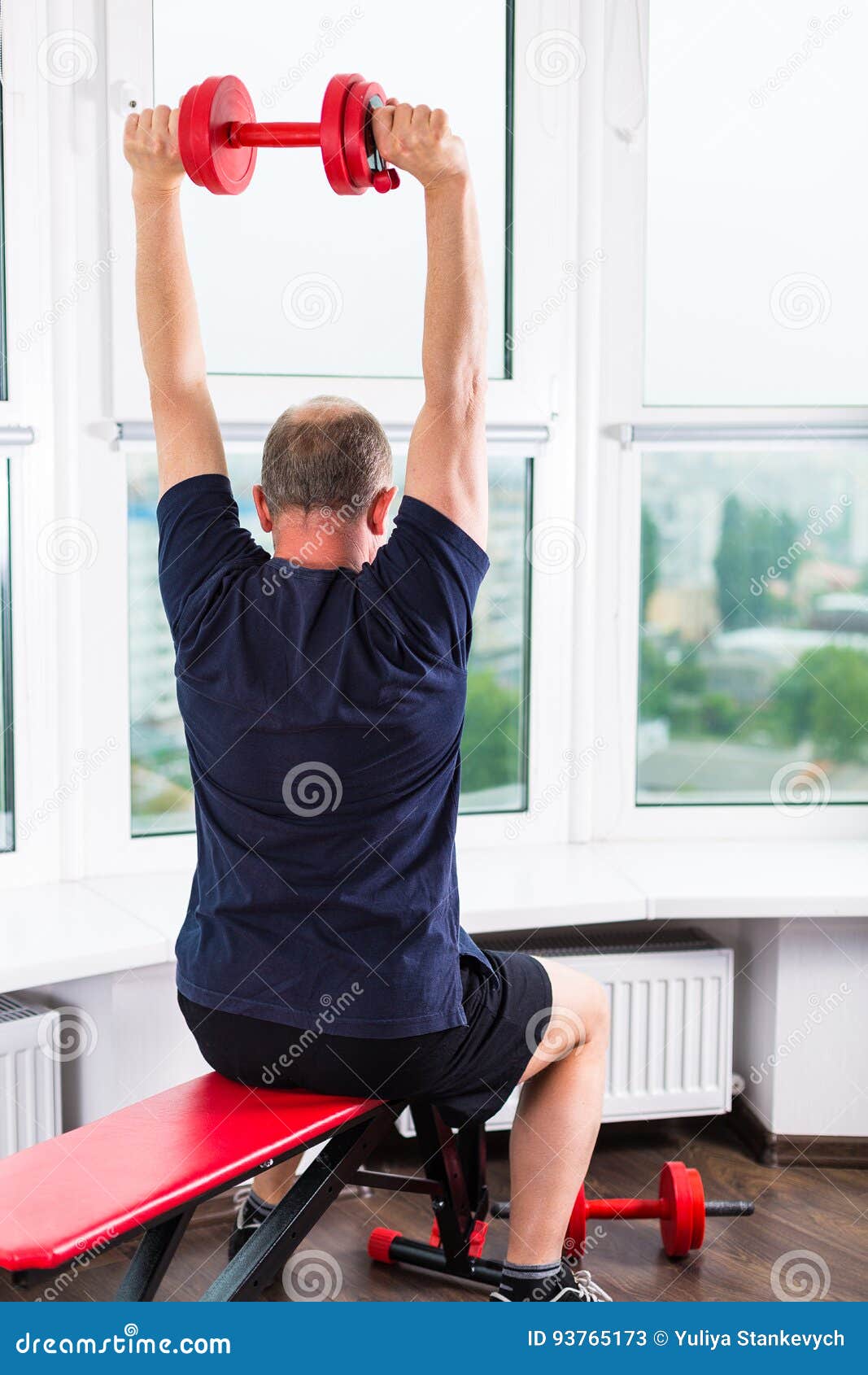 Man working out stock image. Image of club, shorts, back - 93765173