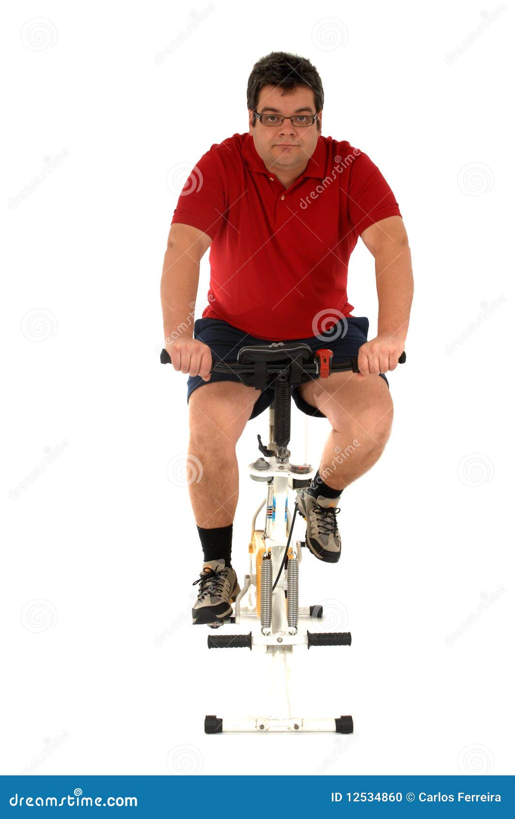 Man Working Out with a Static Bike Stock Photo - Image of body, active ...