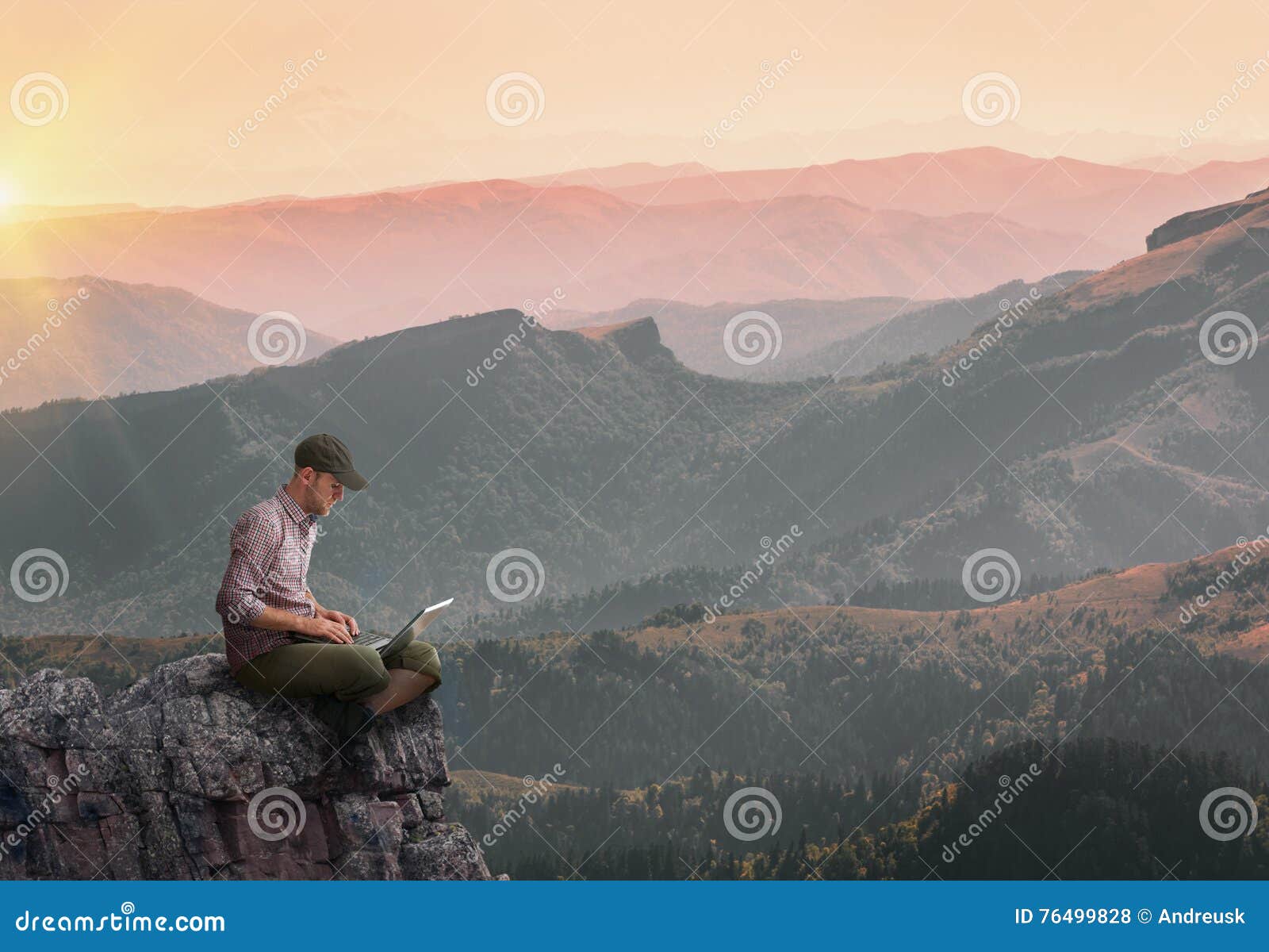 Man working outdoors stock photo. Image of landscape - 76499828