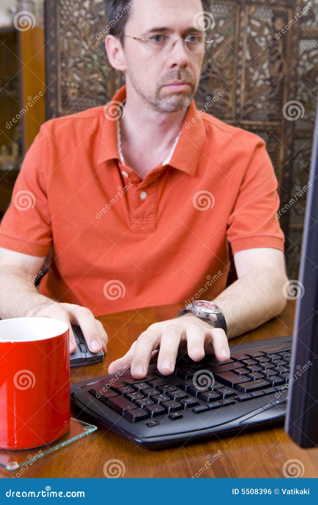 Man working on PC stock photo. Image of hands, employee - 5508396