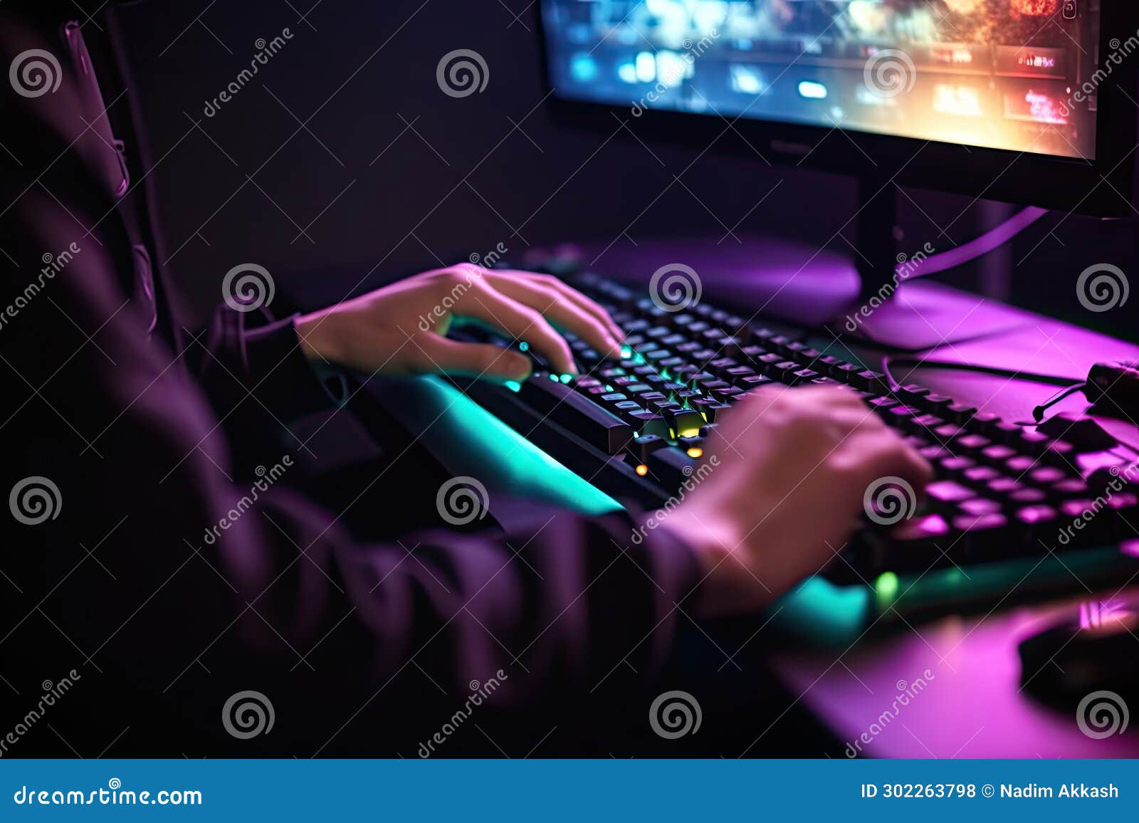 Man Working Pc Computer Freelancer Working Night Computer Human Hands ...