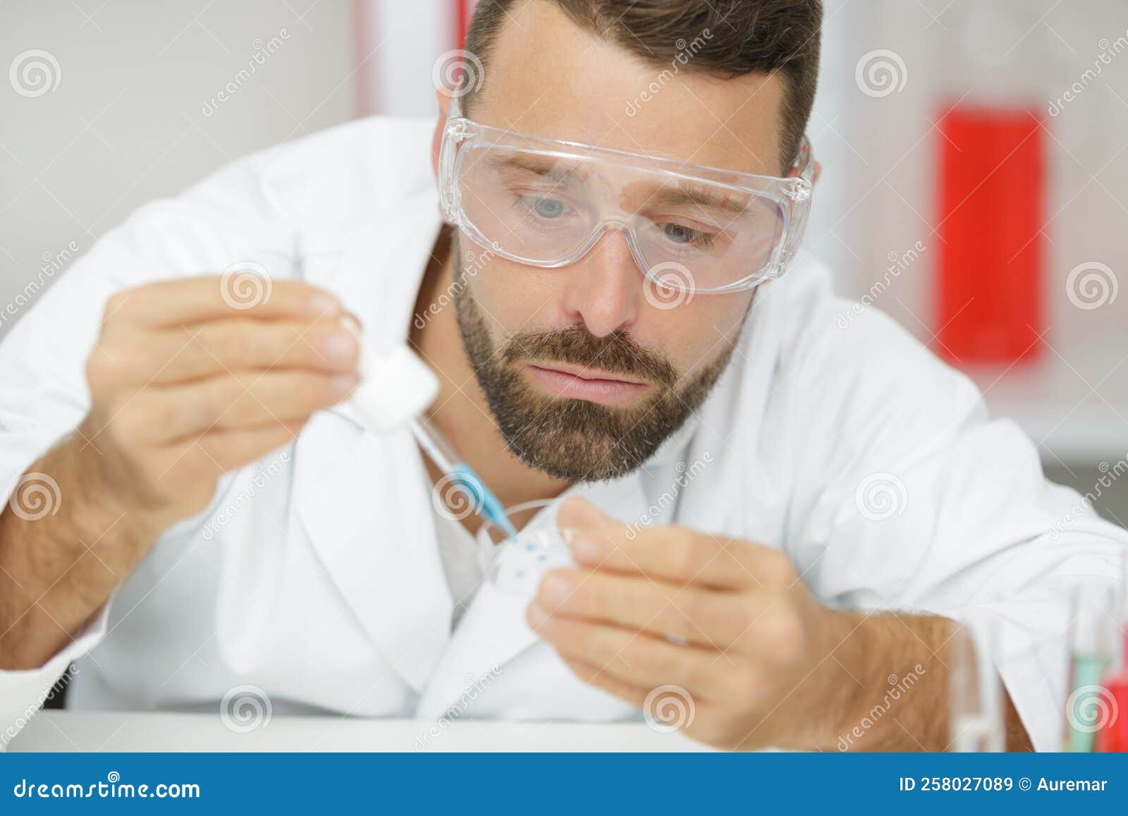 Man Working with Pipette in Lab Stock Image - Image of biochemistry ...
