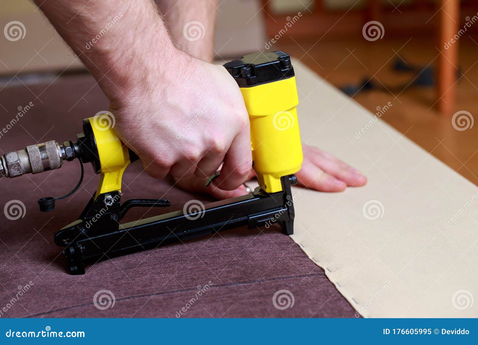 Man Working with Pneumatic Stapler Stock Image - Image of equipment ...