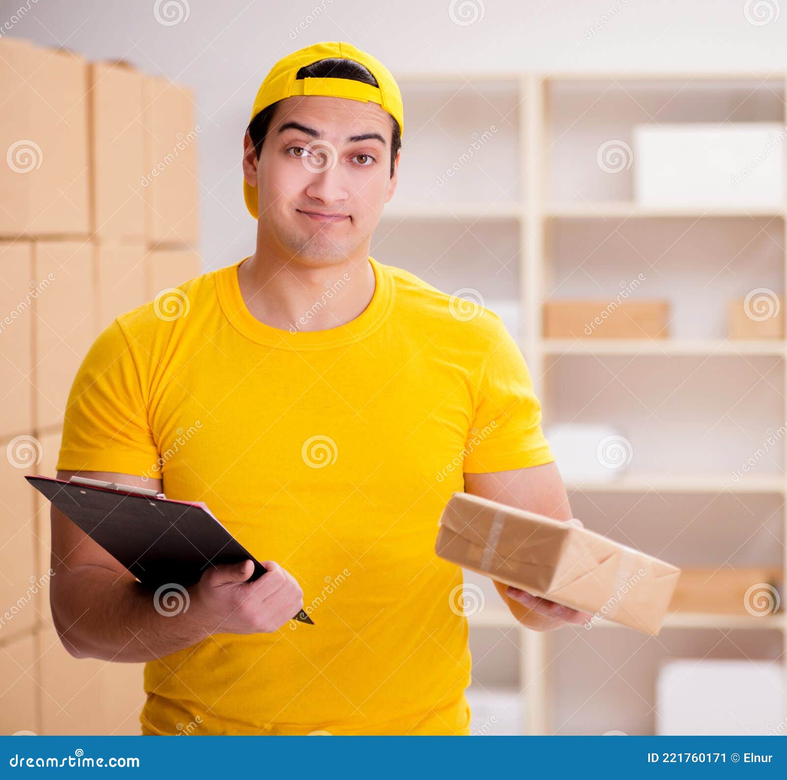 Man Working in Postal Parcel Delivery Service Office Stock Image ...