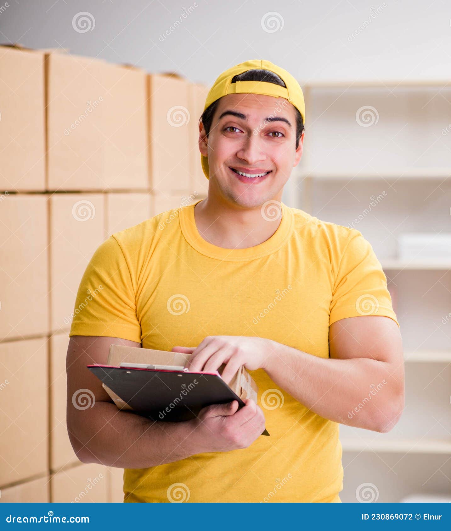 Man Working in Postal Parcel Delivery Service Office Stock Photo ...