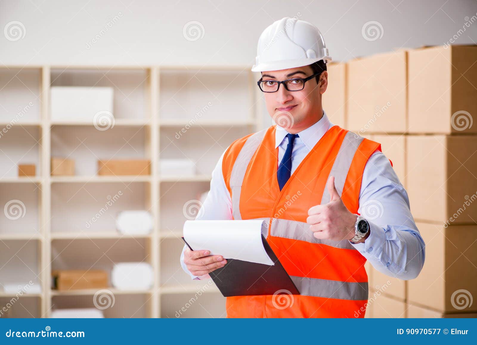 The Man Working in Postal Parcel Delivery Service Office Stock Image ...