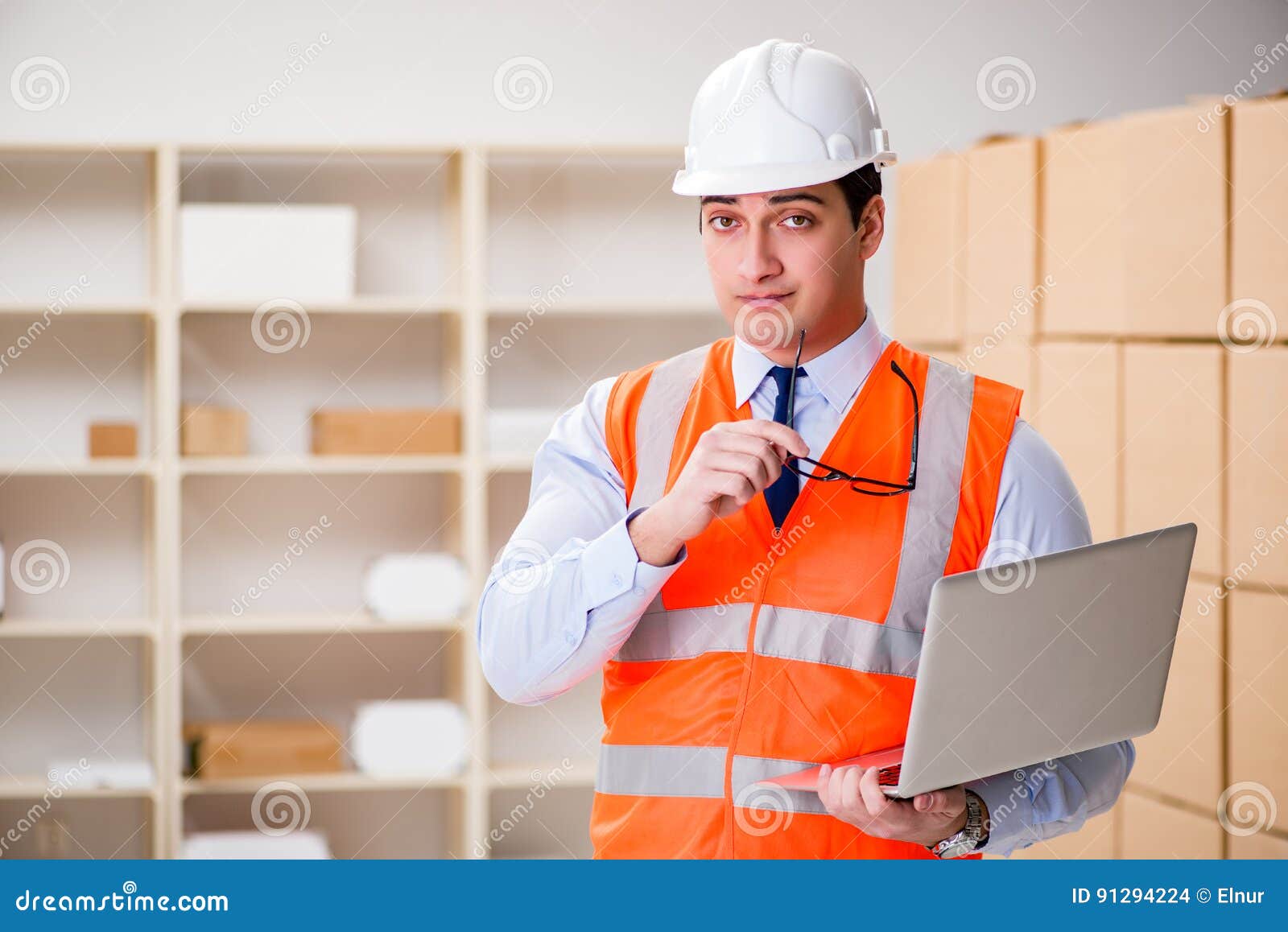 The Man Working in Postal Parcel Delivery Service Office Stock Photo ...