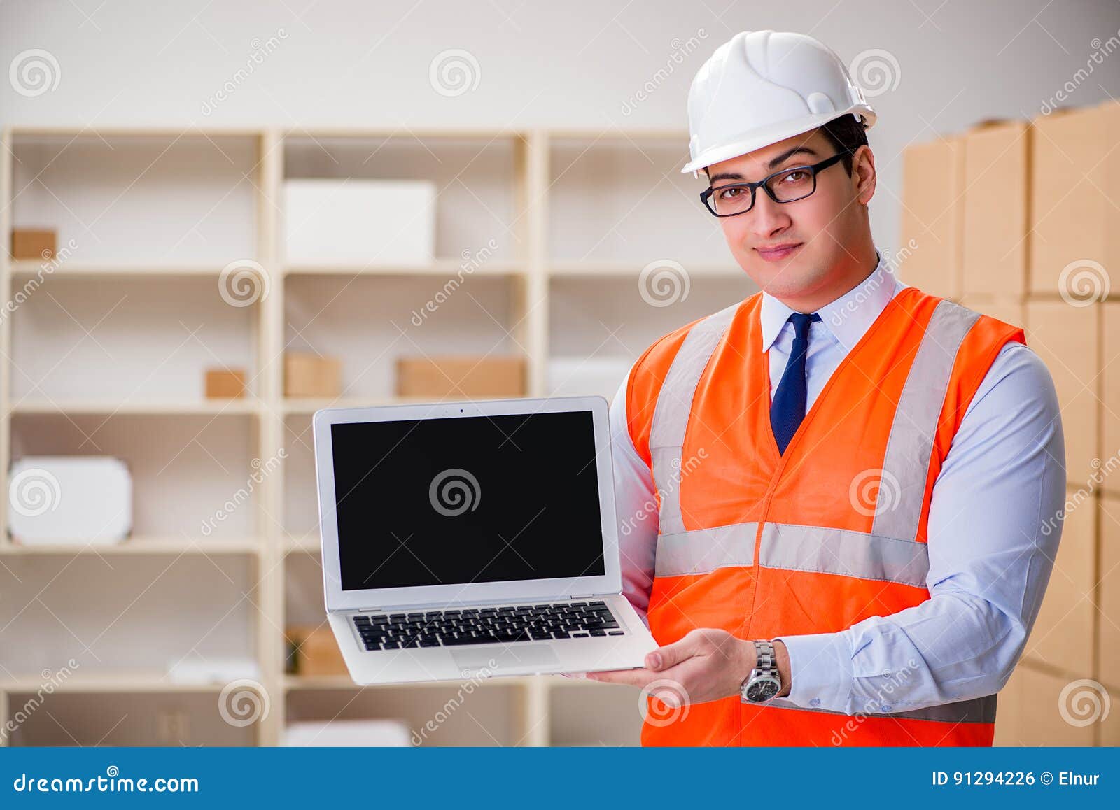 The Man Working in Postal Parcel Delivery Service Office Stock Photo ...