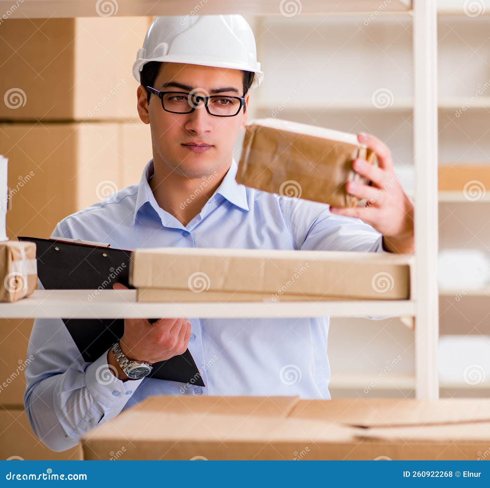 Man Working in Postal Parcel Delivery Service Office Stock Photo ...
