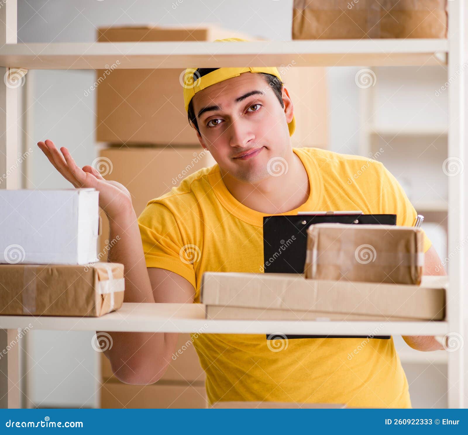Man Working in Postal Parcel Delivery Service Office Stock Image ...