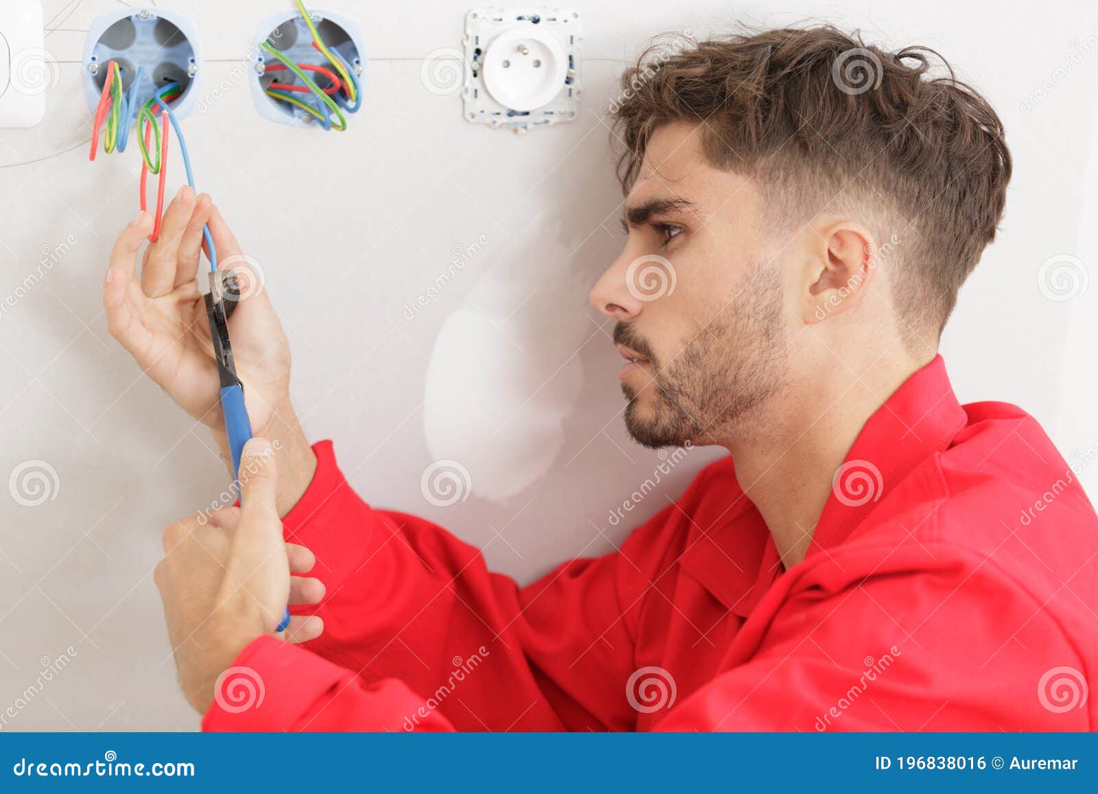Man Working on Power Socket Stock Photo - Image of professional, prior ...